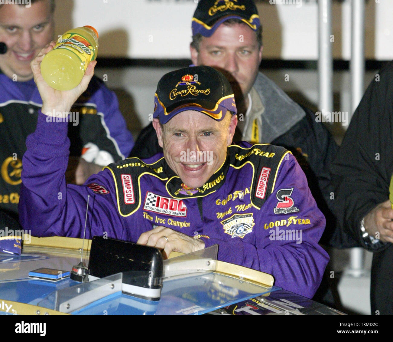 Mark Martin celebrates winning the Crown Royal IROC race , at Daytona ...