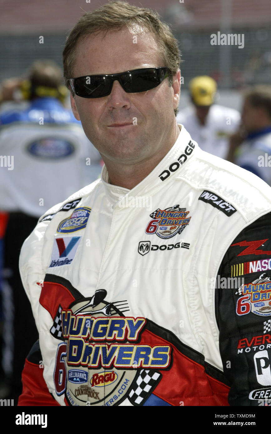 Mike Wallace waits for his turn to qualify for the Winn-Dixie 250 Busch ...