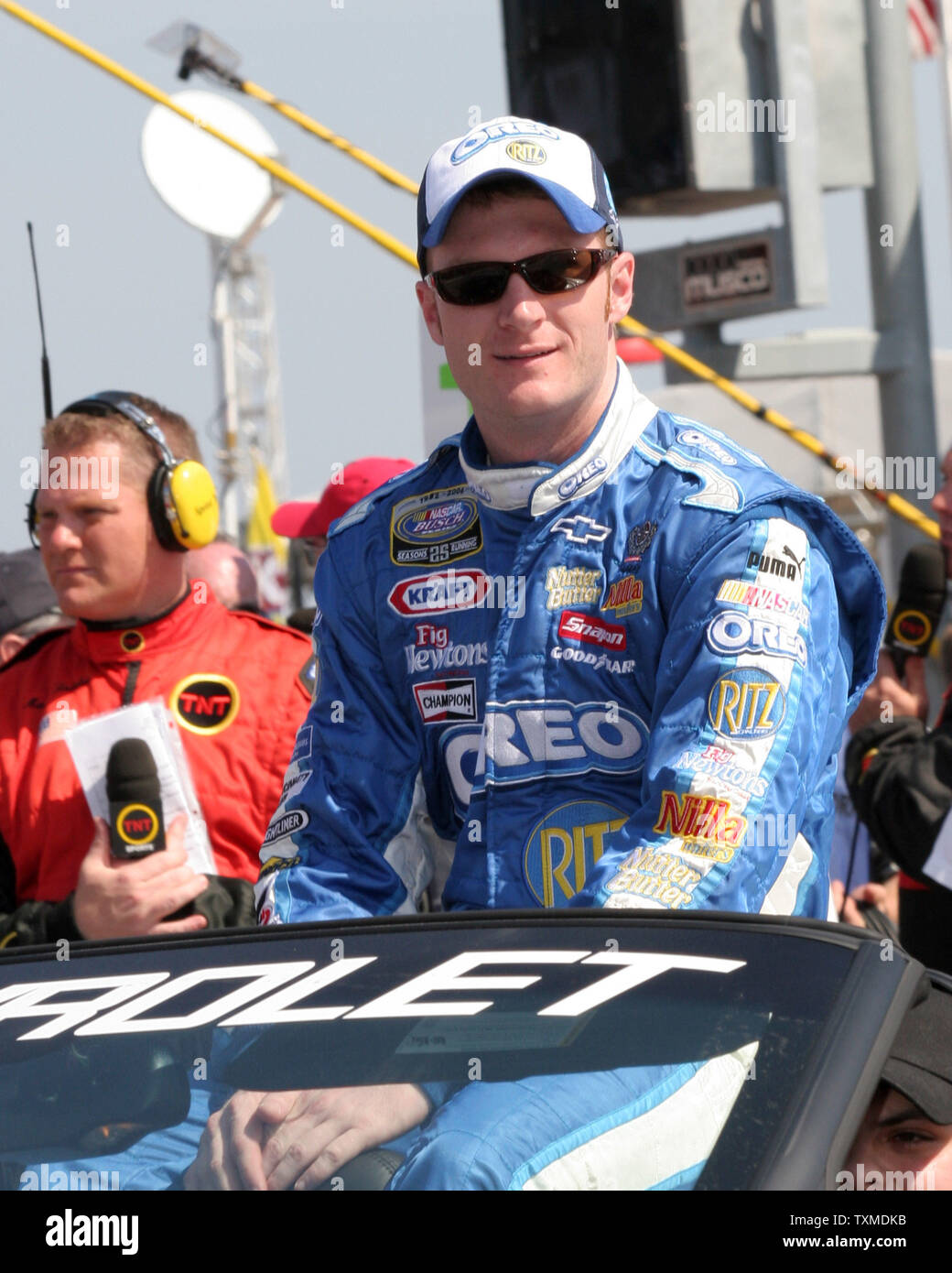 Dale Earnhardt Jr is introduced to the crowd prior to the start of the ...