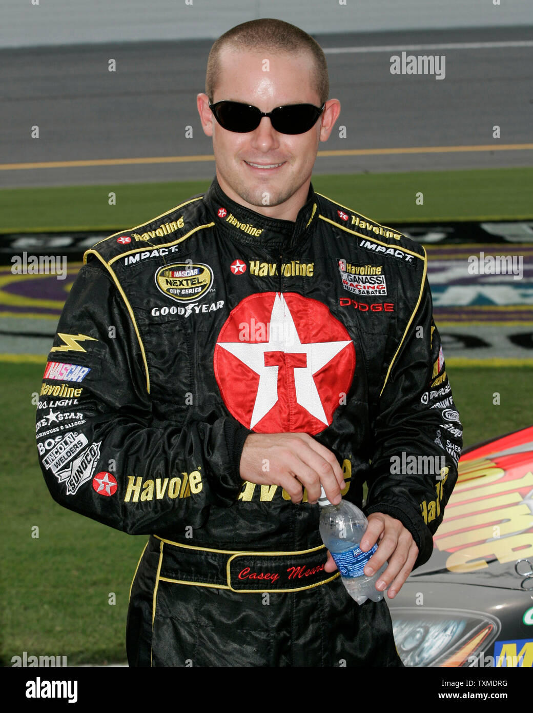 Casey Mears awaits his turn to qualify for the Nextel Pepsi 400 NASCAR ...