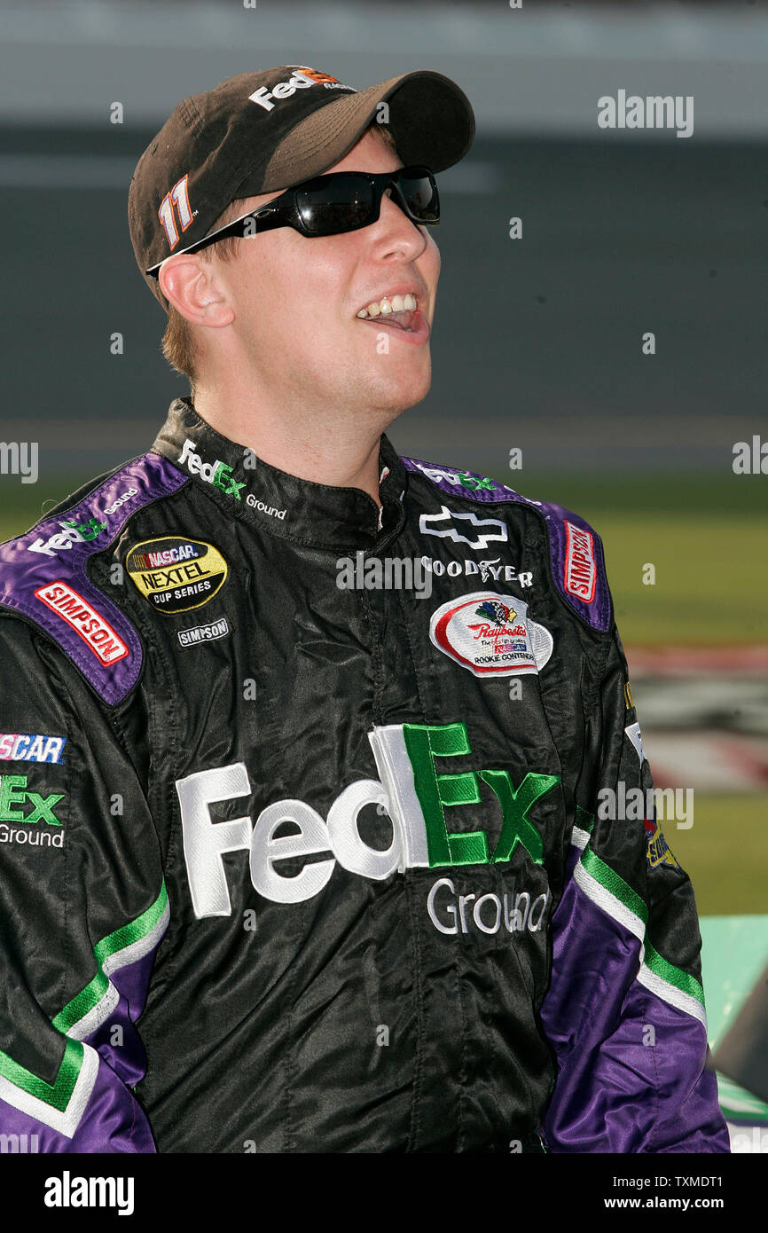 Denny Hamlin awaits his turn to qualify for the Nextel Pepsi 400 NASCAR ...