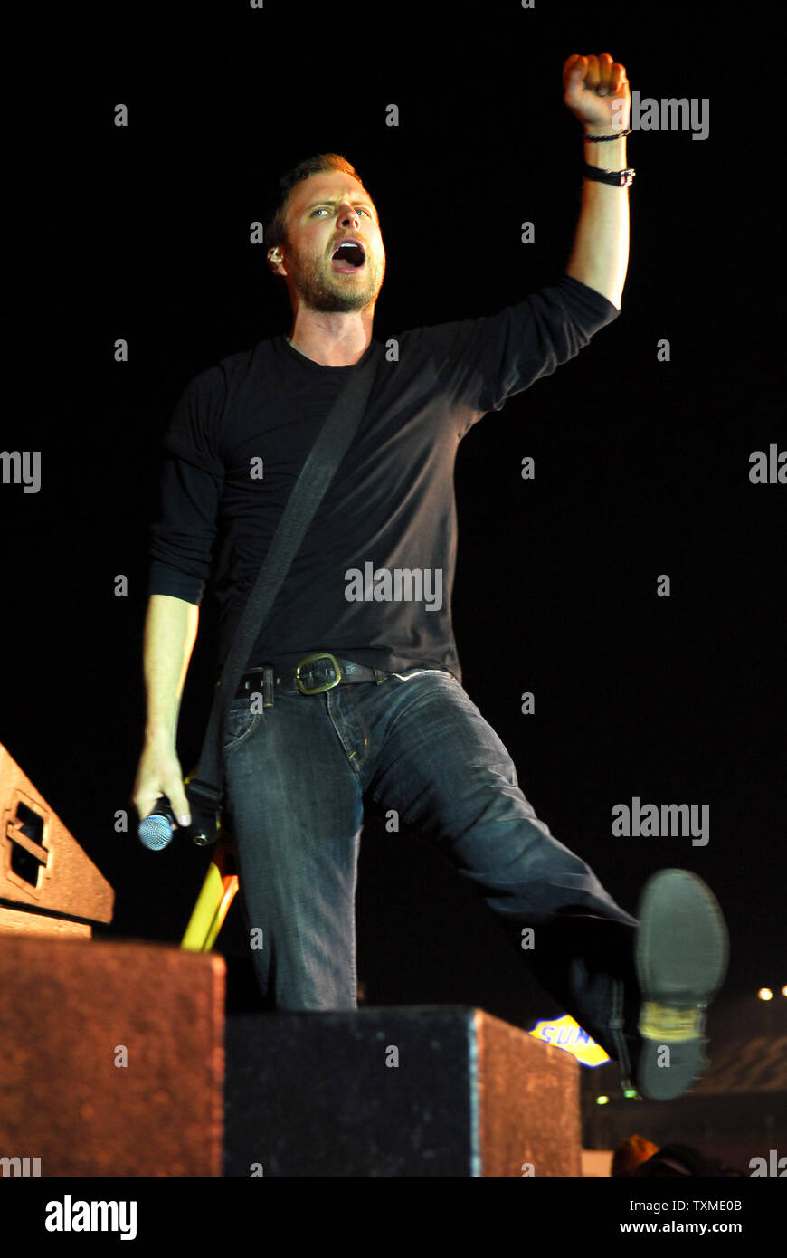 Country singer Dierks Bentley performs in concert after the running of ...