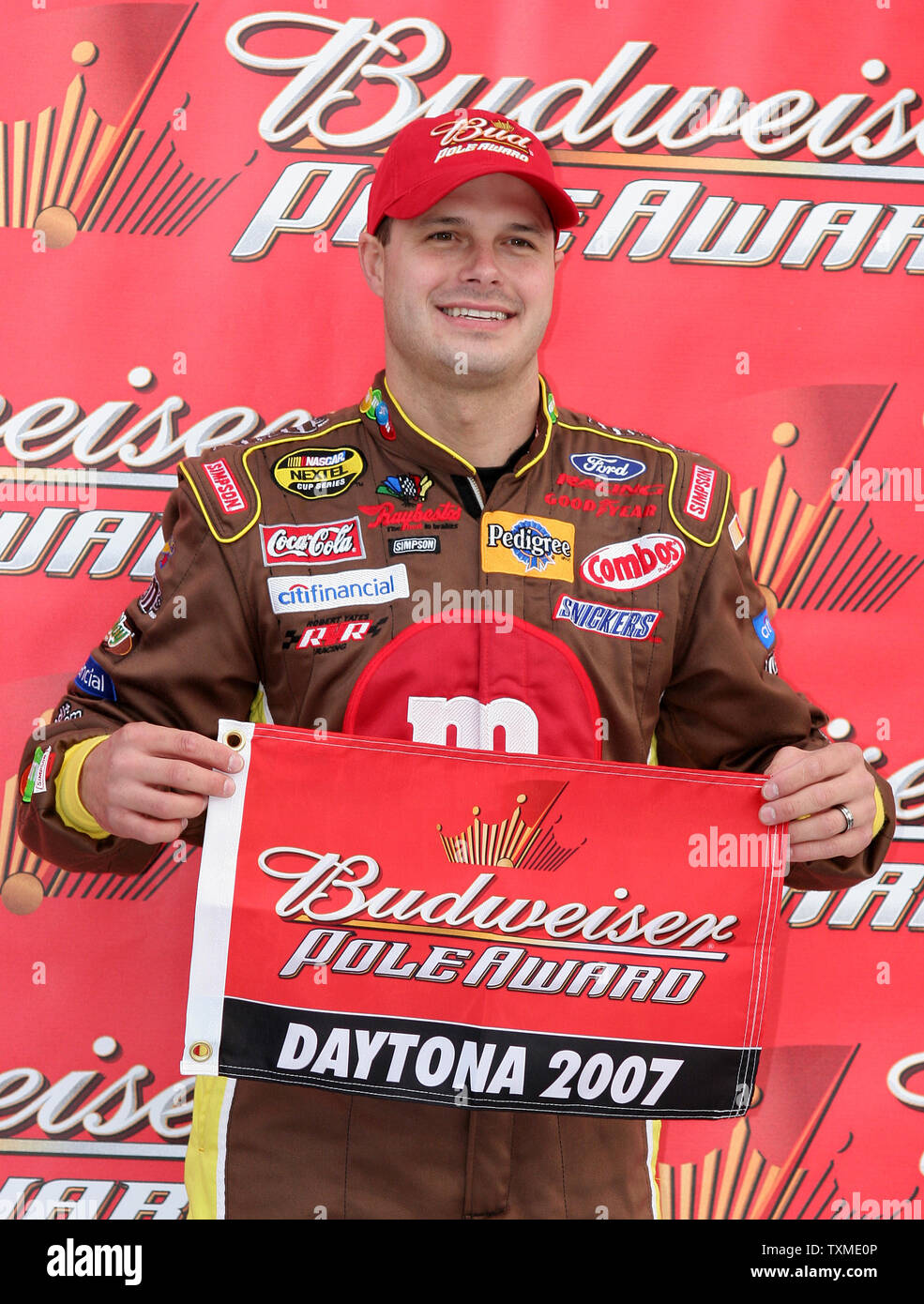 David Gilliland celebrates winning the pole postition for the Daytona ...