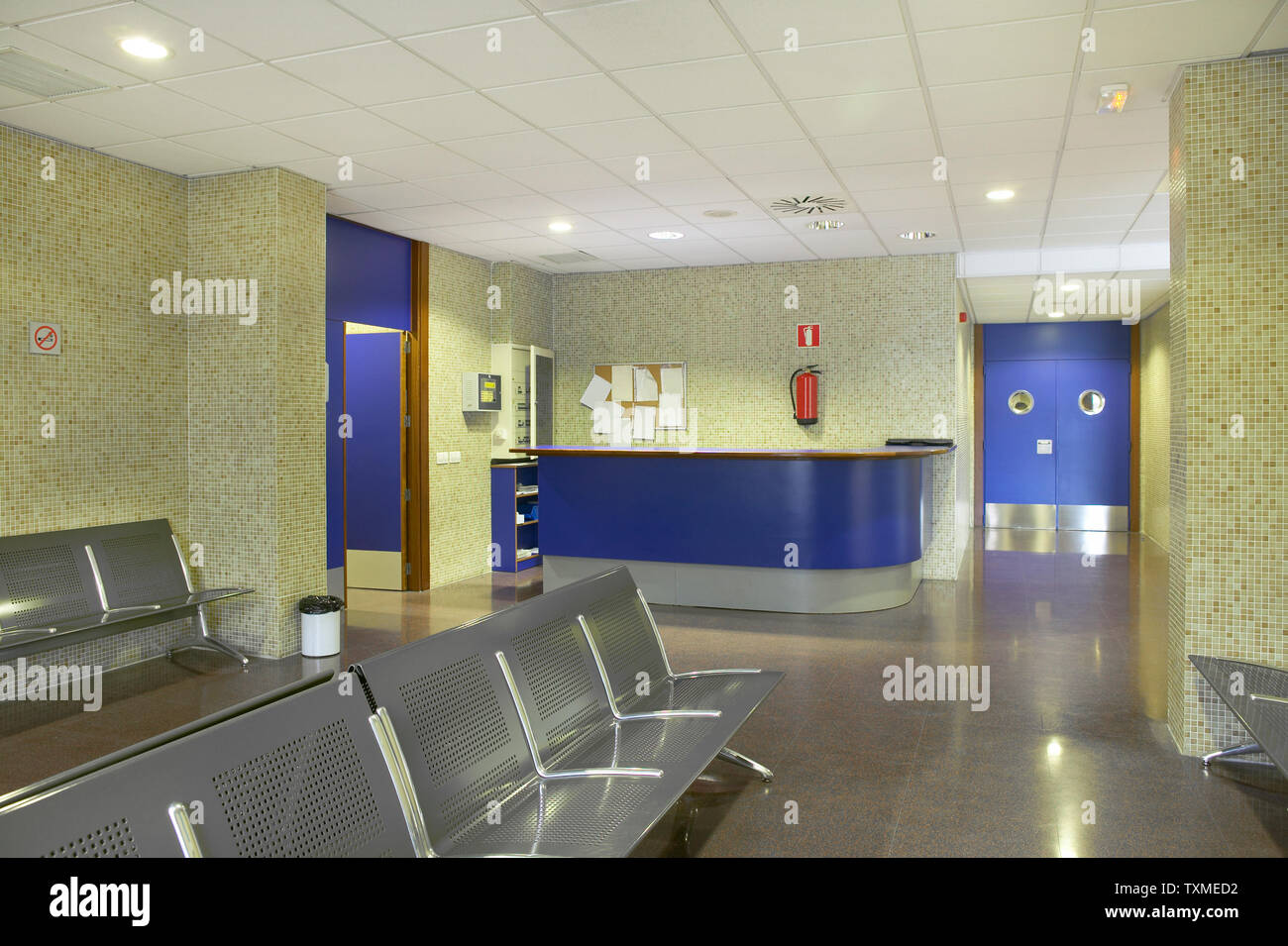 Public building waiting area. Health care center. Nobody. Horizontal ...