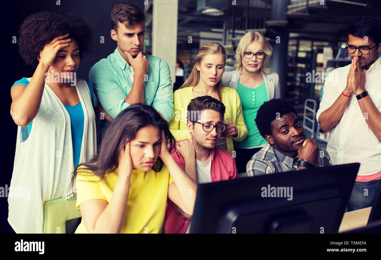 international students with computers at library Stock Photo - Alamy