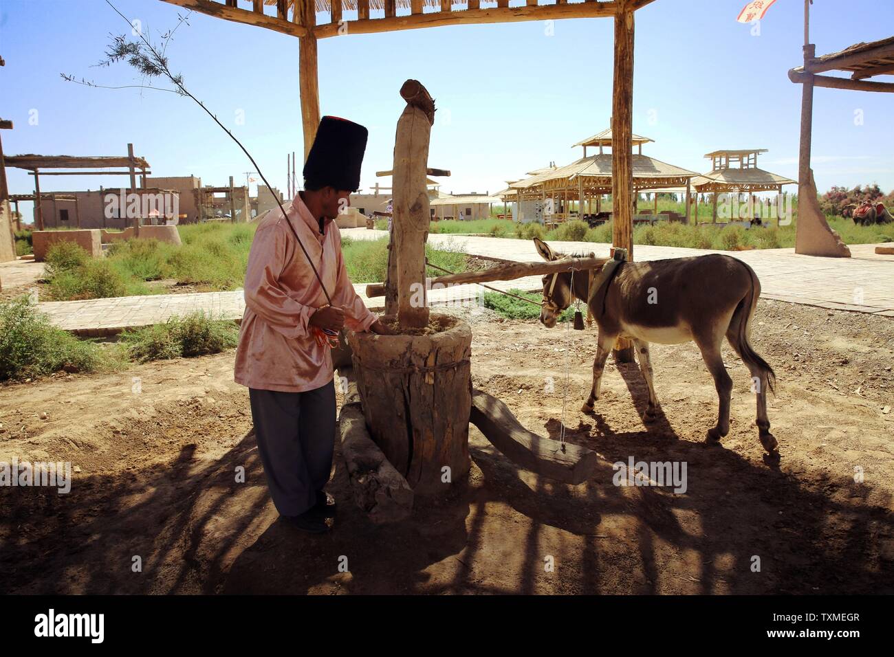 Oil extraction, ancient oil extraction technology Stock Photo - Alamy