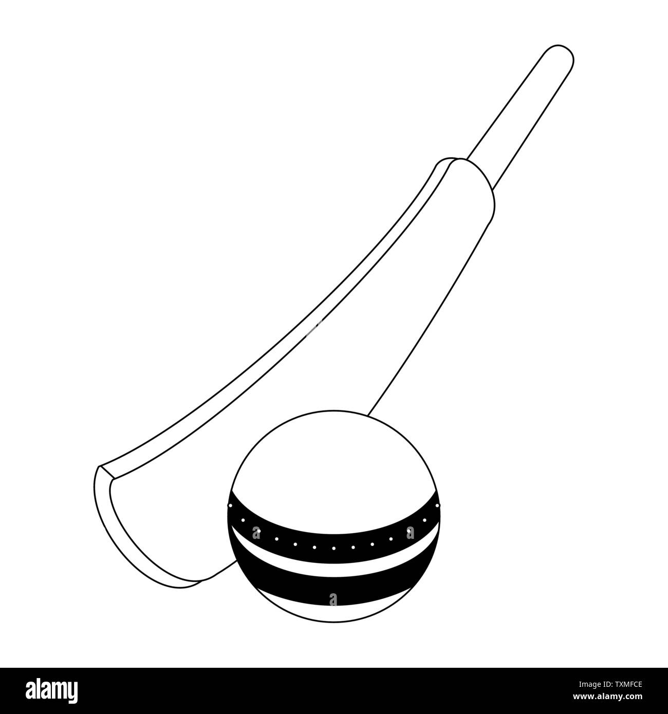 cricket equiment elements icon cartoon in black and white Stock Vector ...