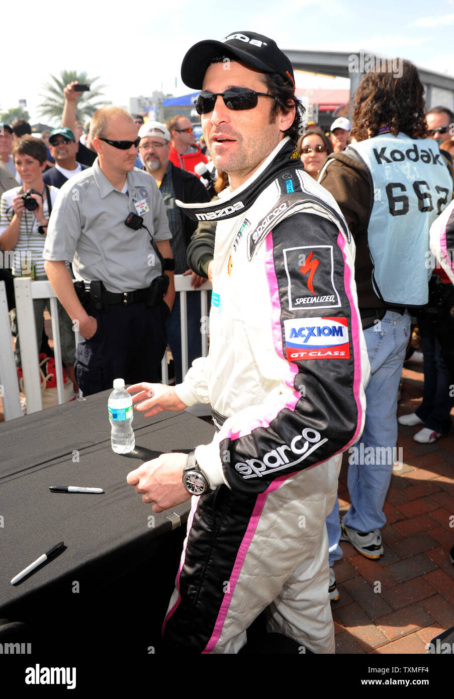 Actor Patrick Dempsey walks to pit road prior to the start of the 47th ...