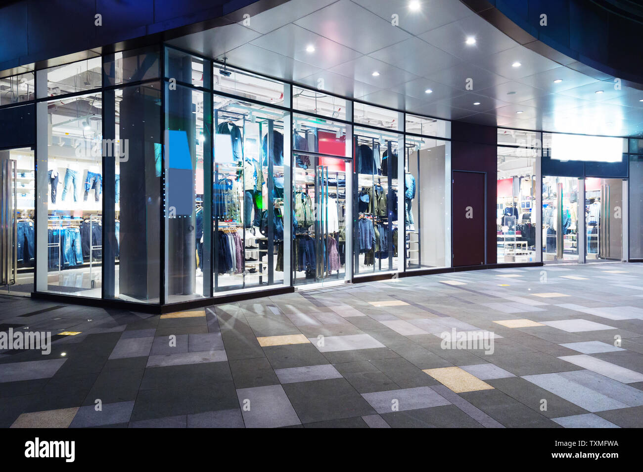 modern business buildings and empty city street Stock Photo - Alamy