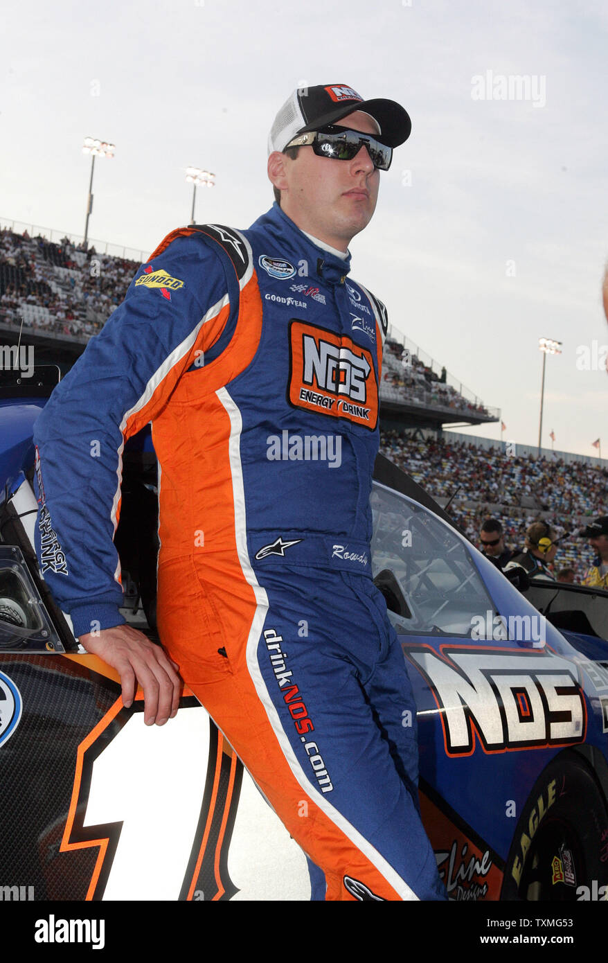 Kyle Busch waits on pit road for the start of the NASCAR Nationwide ...