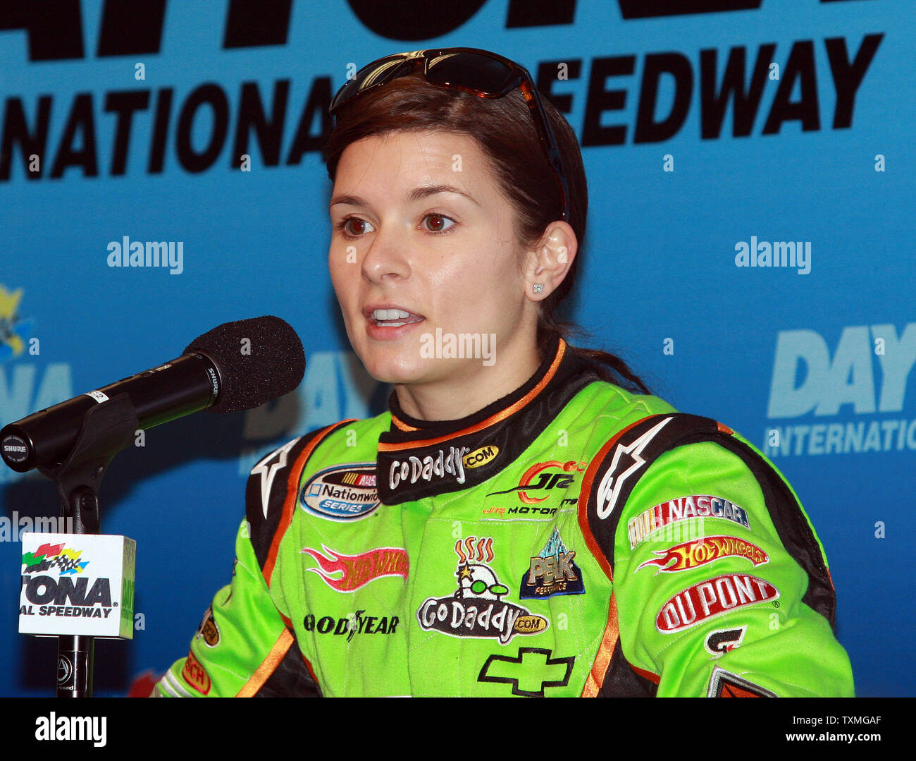 Danica Patrick talks at a press conference after the final Nationwide ...