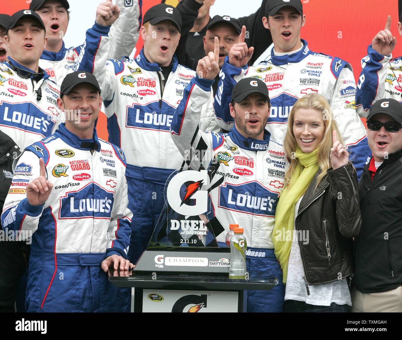 Four time Sprint cup champion Jimmie Johnson and team celebrate winning ...