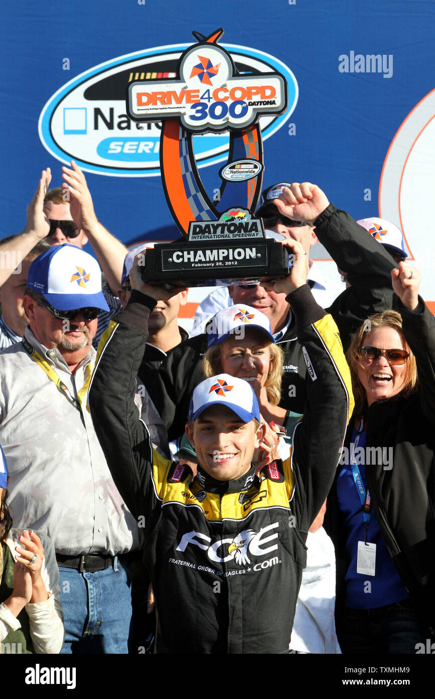 James Buescher celebrates winning the NASCAR Nationwide series ...