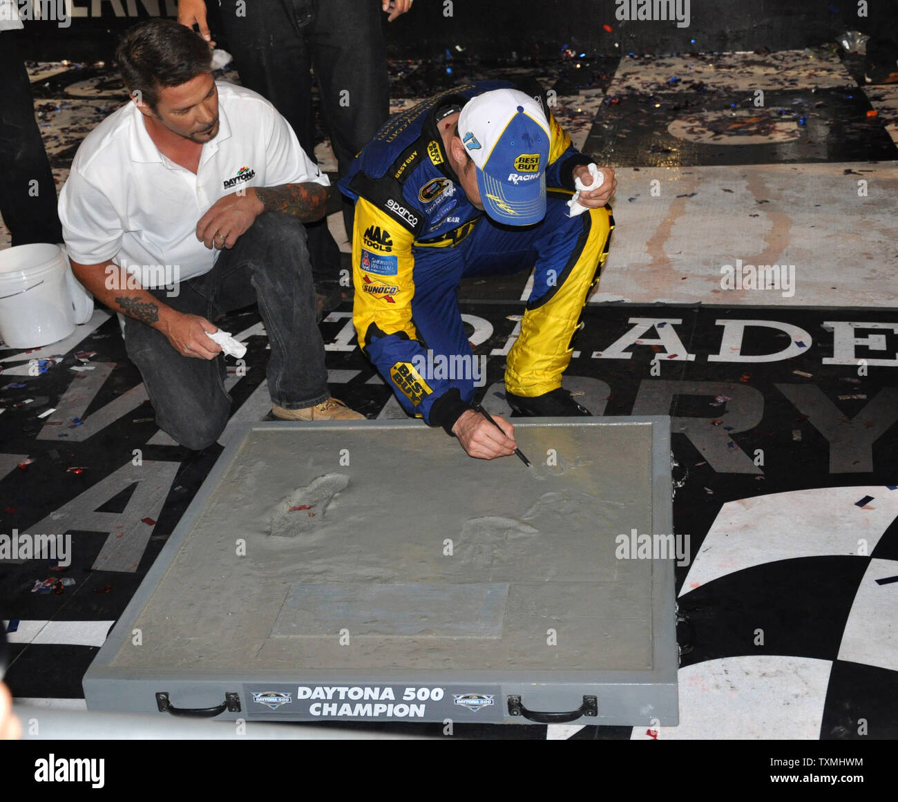 Matt Kenseth celebtates winning the 54th NASCAR Daytona 500 at Daytona ...