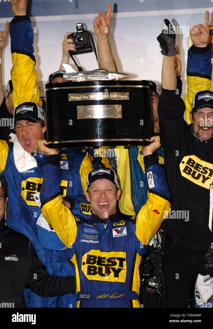Matt Kenseth celebtates winning the 54th NASCAR Daytona 500 at Daytona ...