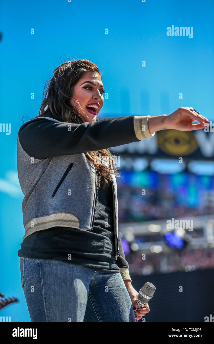 Hillary Scott of Lady Antebellum performs prior to the 59th Daytona 500 ...
