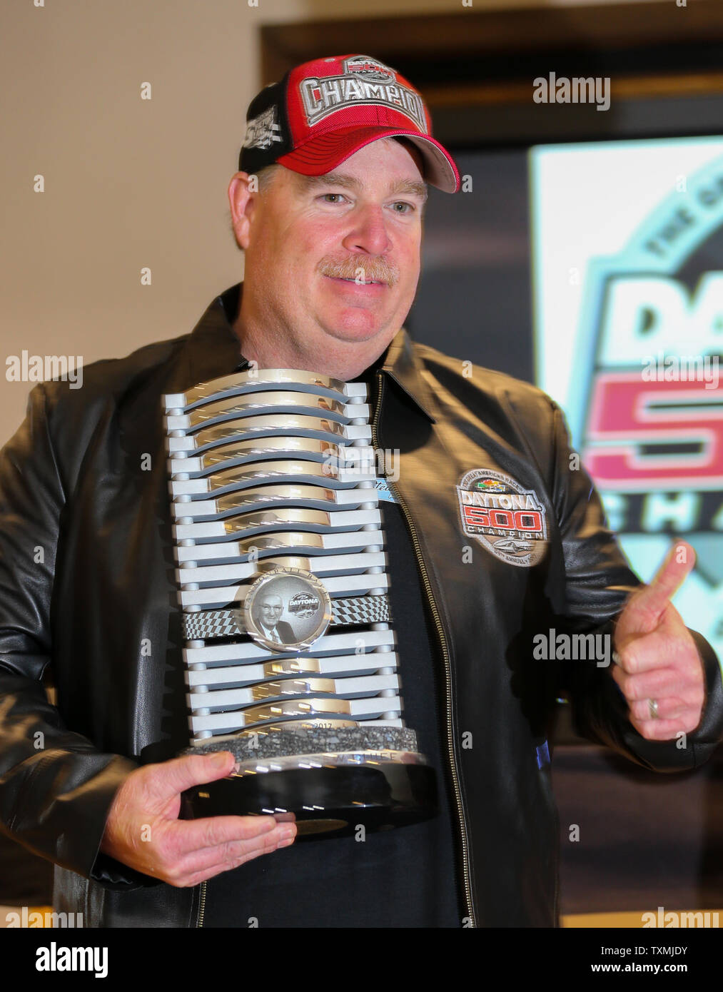 Daytona 500 Winning Crew Chief Tony Gibson holds the Cannonball Baker ...