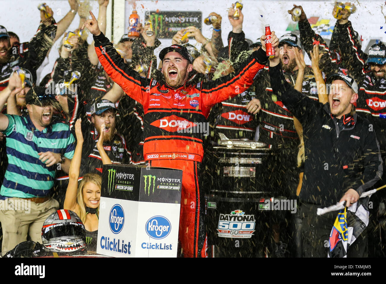 Austin Dillon celebrates in Victory Lane after winning the 60th Daytona ...