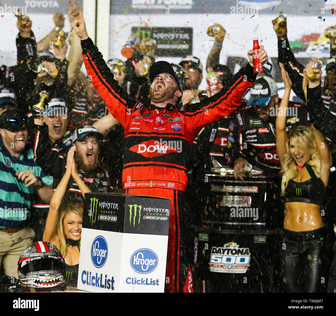 Austin Dillon celebrates in Victory Lane after winning the 60th Daytona ...