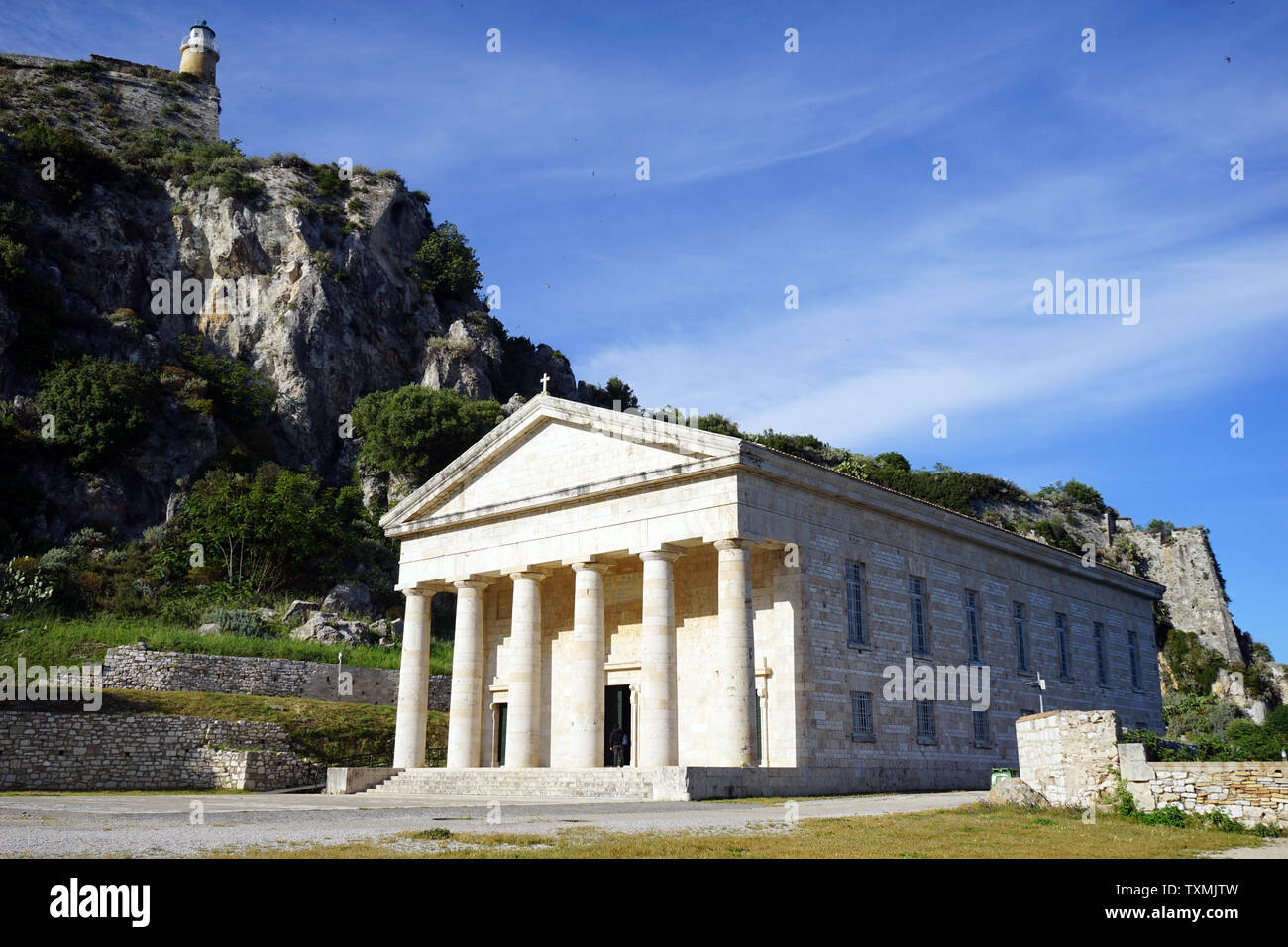 CORFU, GREECE - CIRCA MAY 2019 Saint George Temple in Old fortress ...