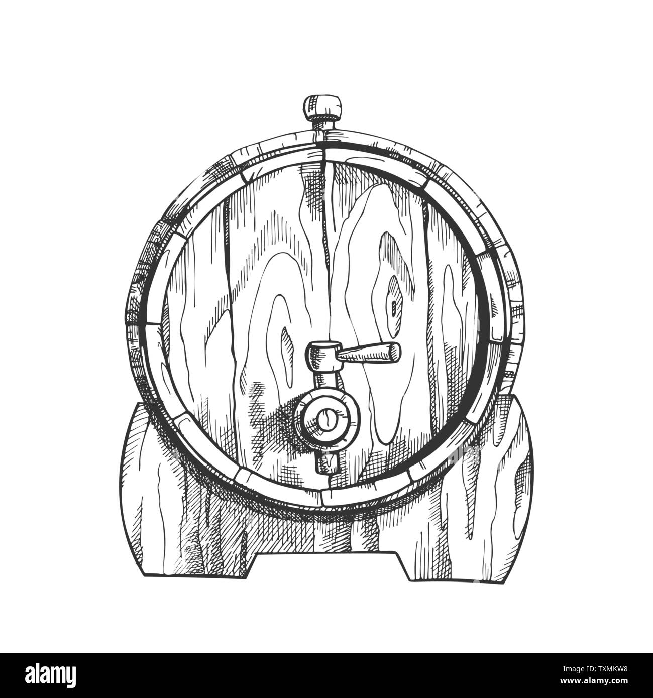 Beer Drawn Wooden Oak Barrel Front View Vector Stock Vector Image & Art ...