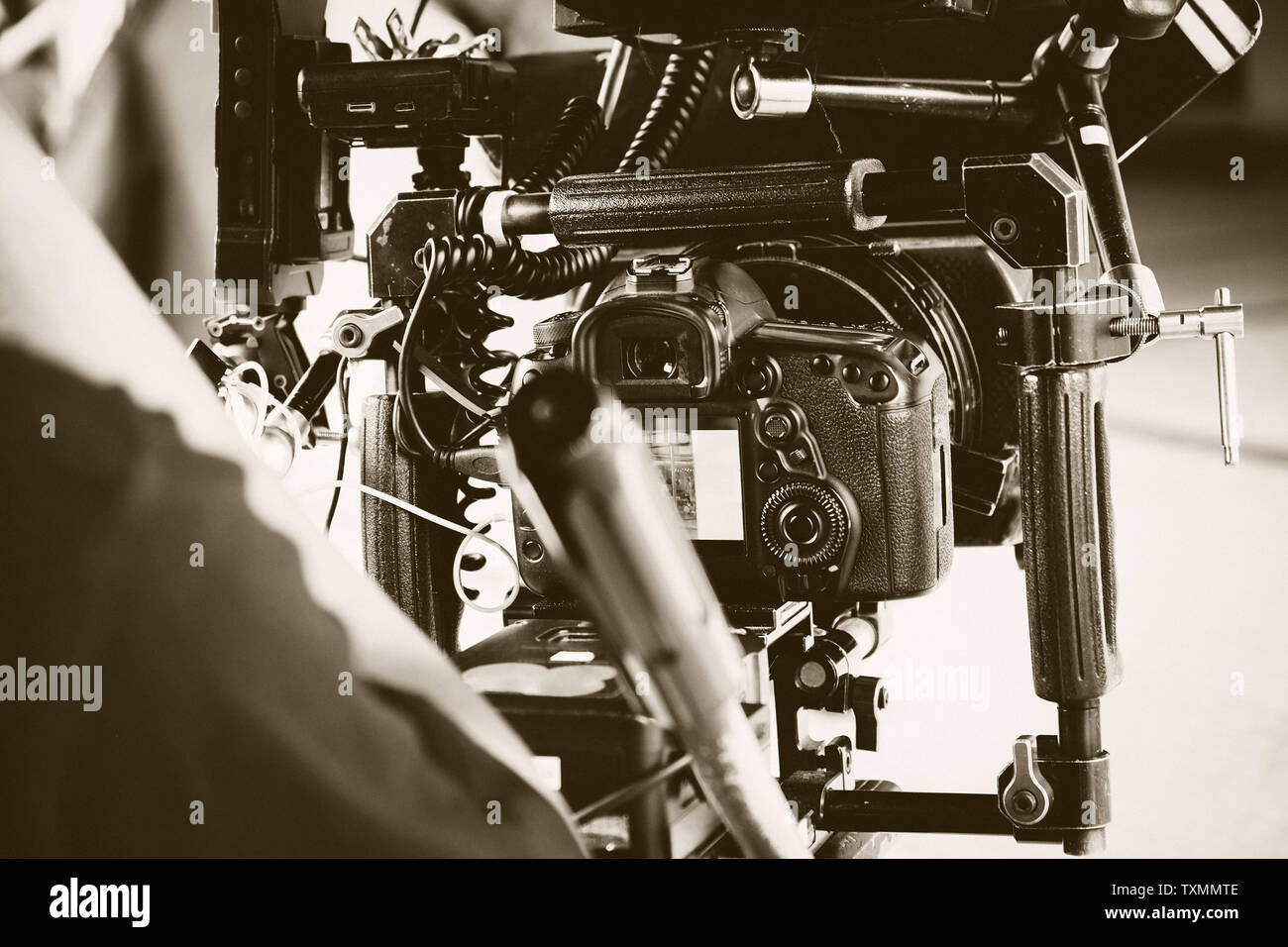 Professional camera equipment,Film production crew Stock Photo - Alamy