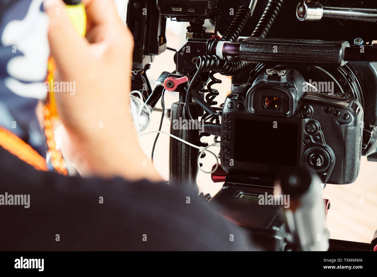 Professional camera equipment,Film production crew Stock Photo - Alamy