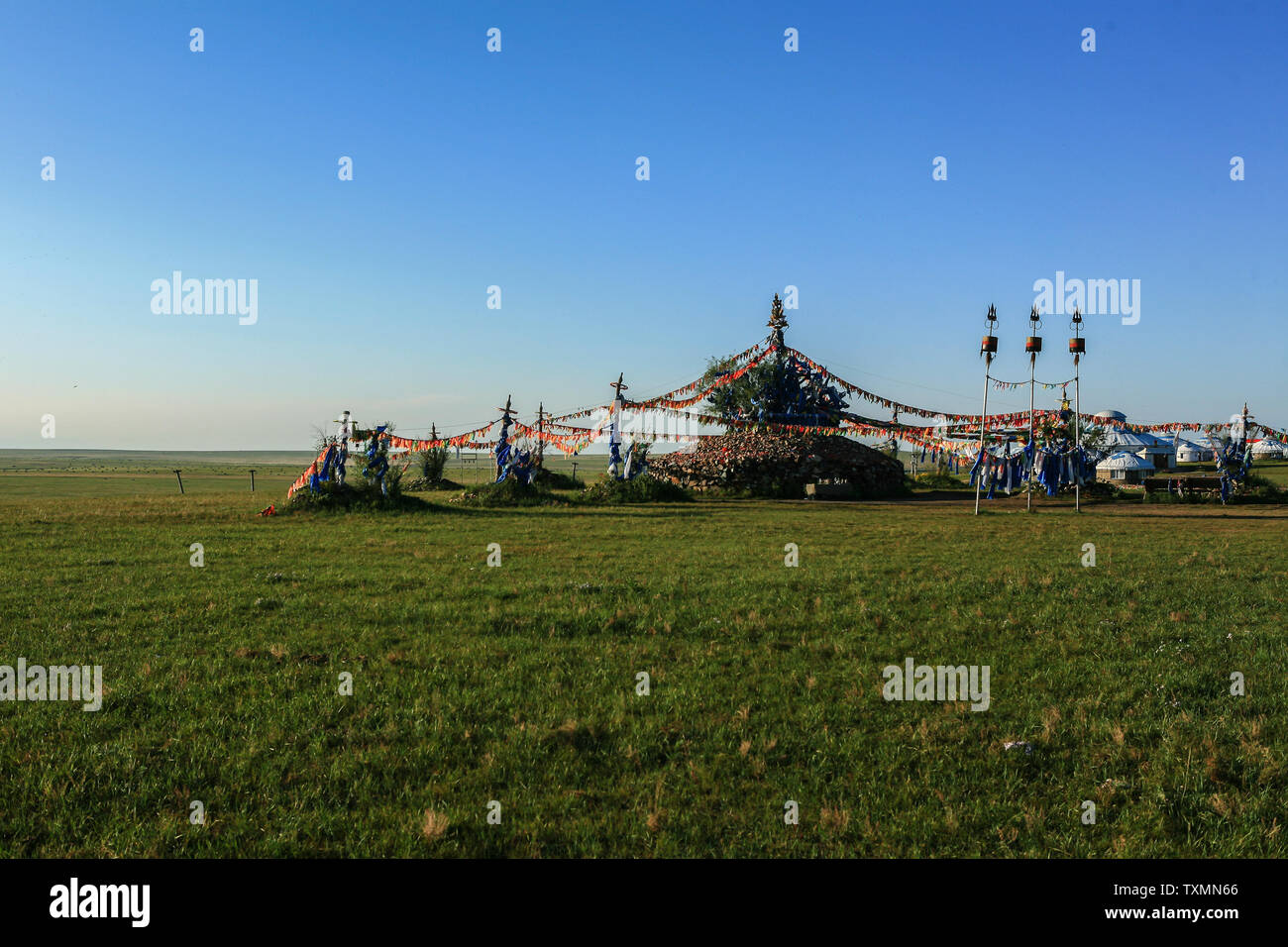 Inner Mongolia grassland yurt folklore landscape Stock Photo - Alamy