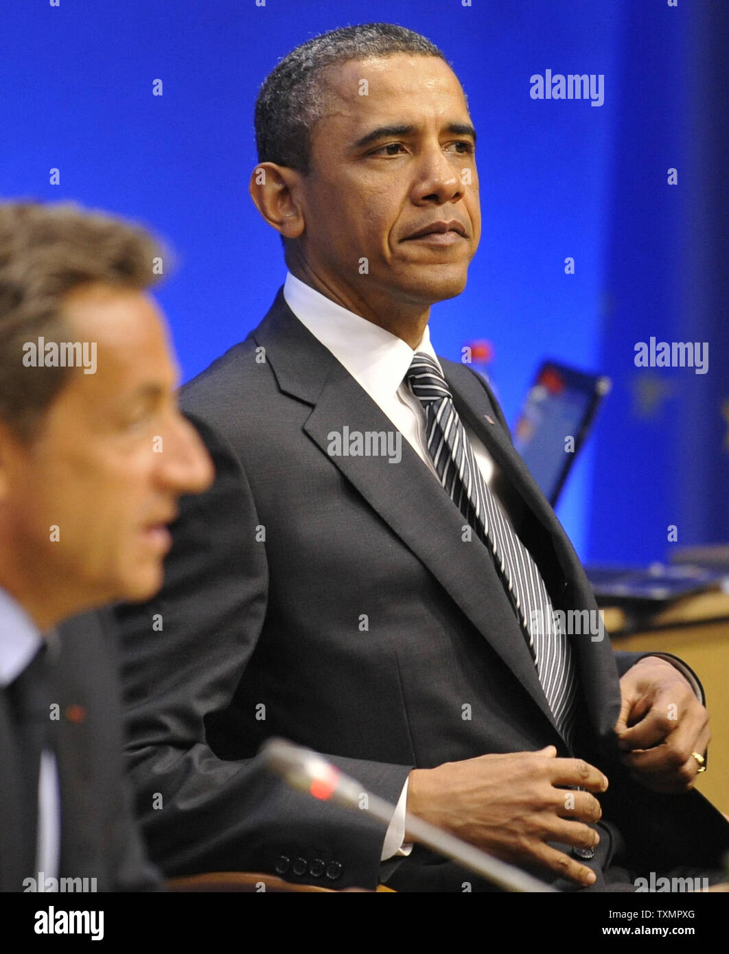 U.S. President Barack Obama attends a round table meeting at the G8 ...