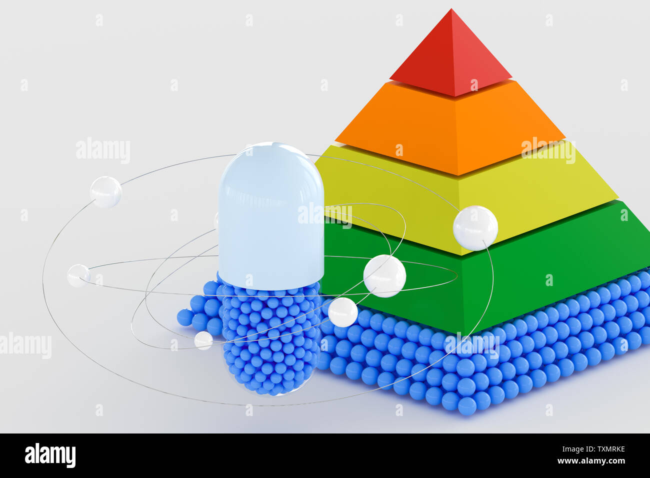Statistical pyramids with capsules, three-dimensional rendering Stock ...