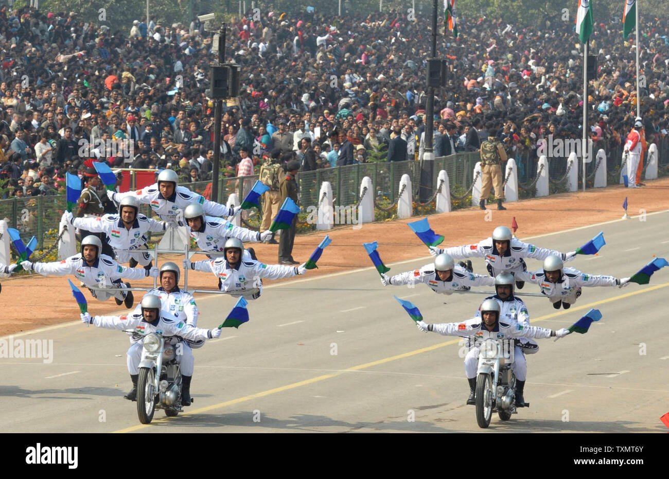 Indian Army soldiers display their skills on motorcycles during the ...