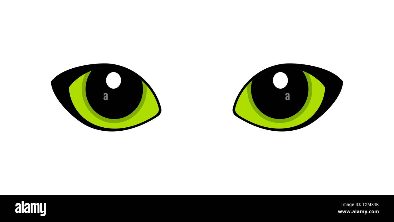 Green cat eyes isolated on white background. Vector illustration Stock ...