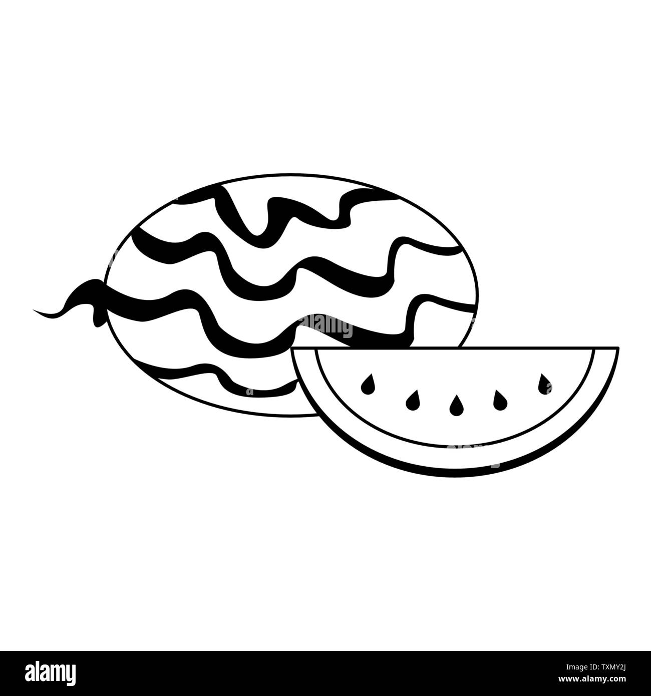 Watermelon sliced fresh fruit healthy food in black and white Stock ...