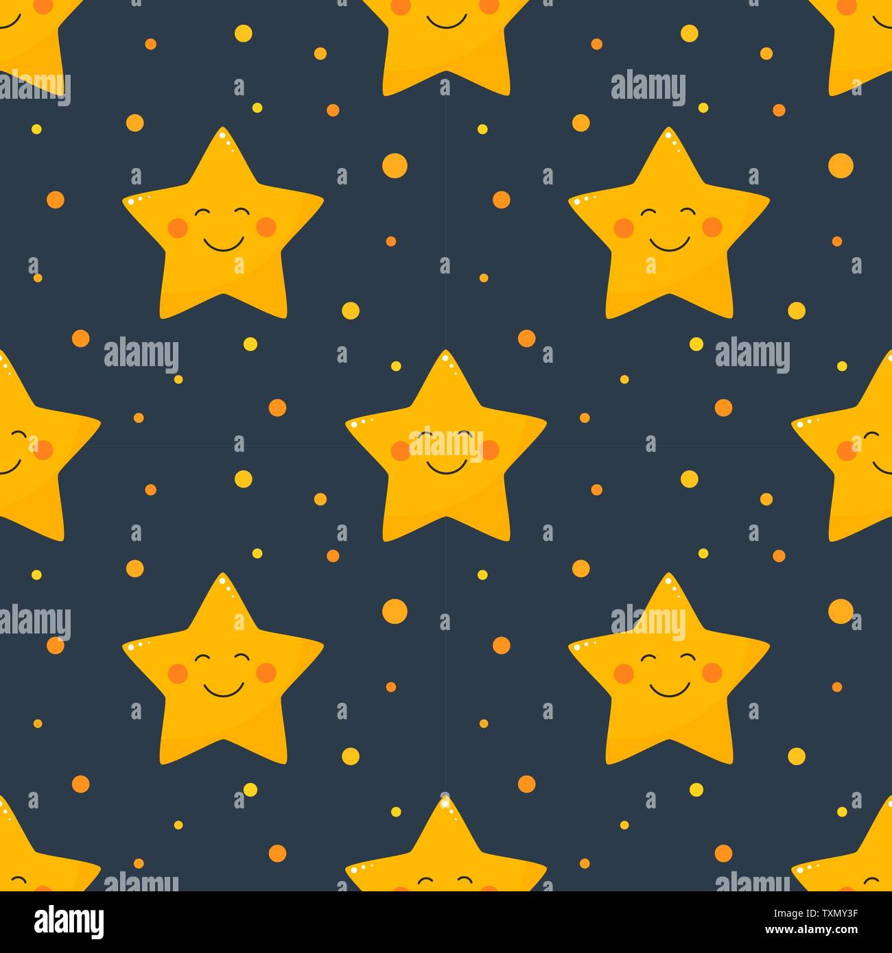 Cute smiling night stars seamless pattern Stock Vector Image & Art - Alamy