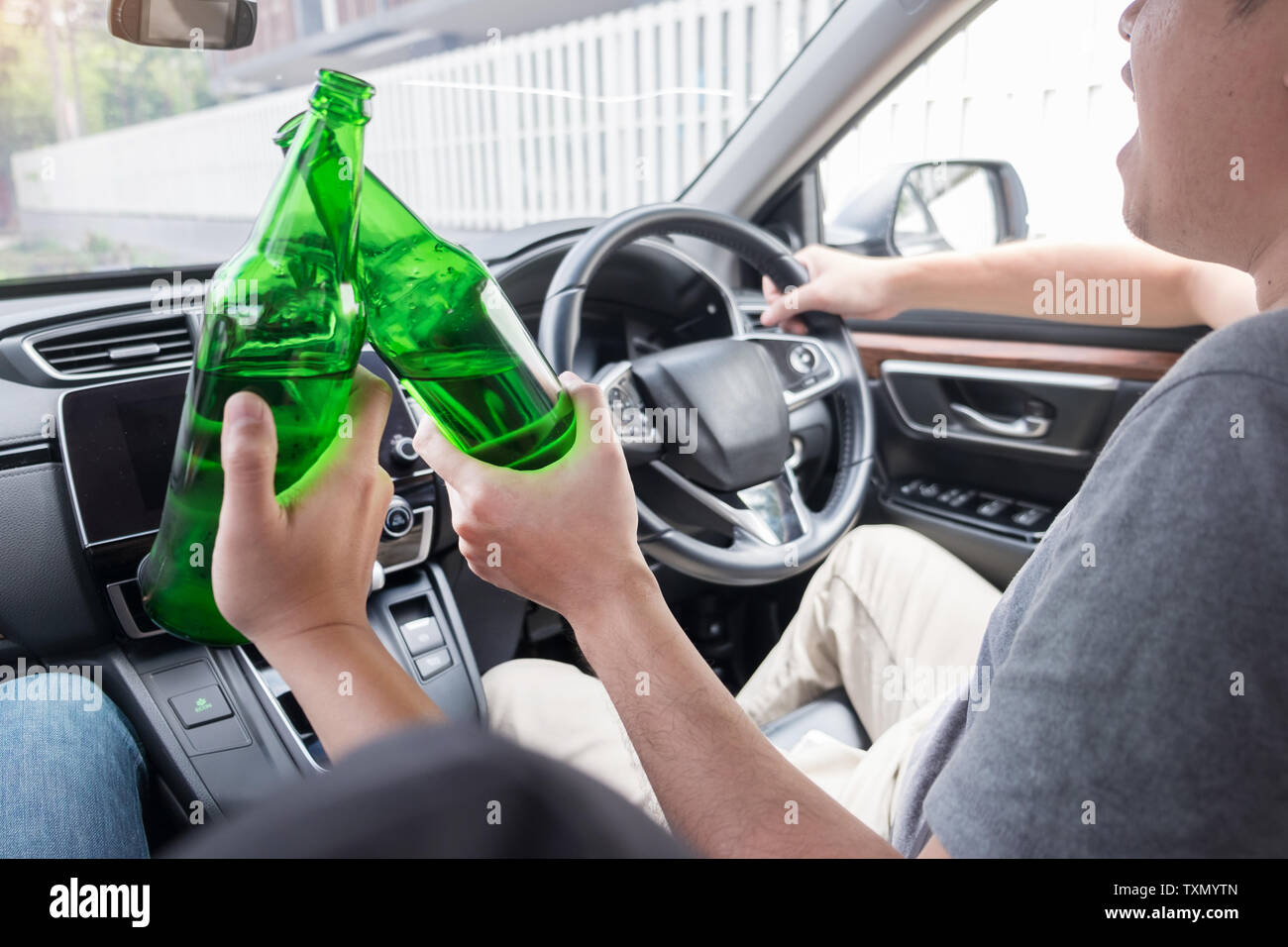 Illustration man driving car drunk hi-res stock photography and images ...