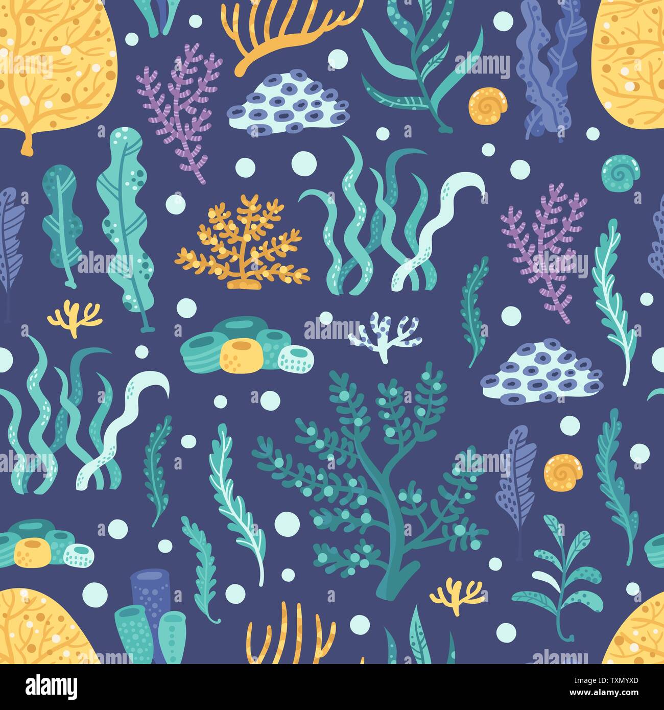 Seamless pattern with seaweeds and corals Stock Vector Image & Art - Alamy