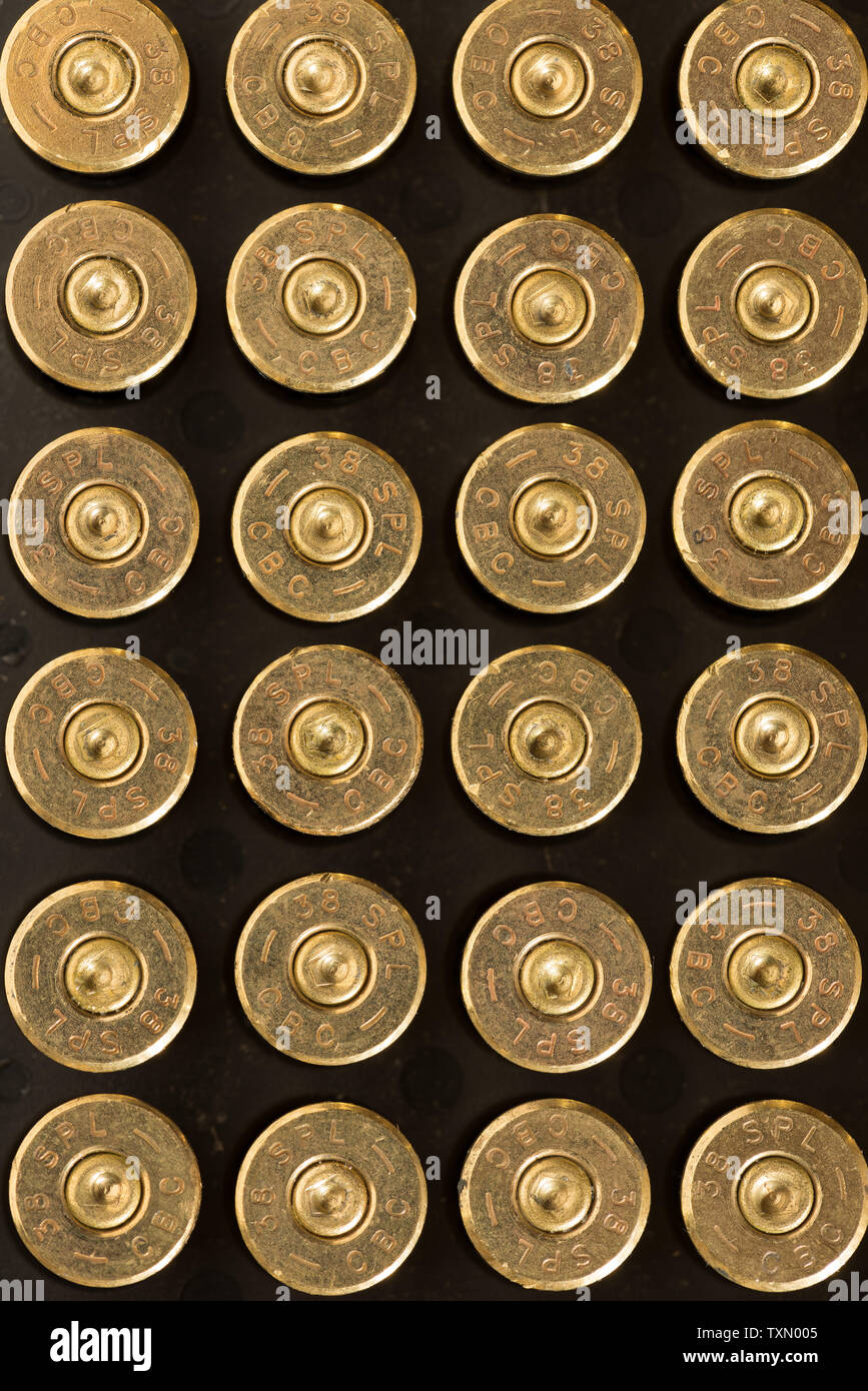 Spent 0.38 handgun rimfire brass bullet cartridges or shells Stock ...