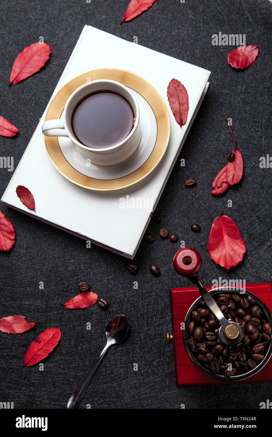 Intense coffee and coffee beans Stock Photo - Alamy