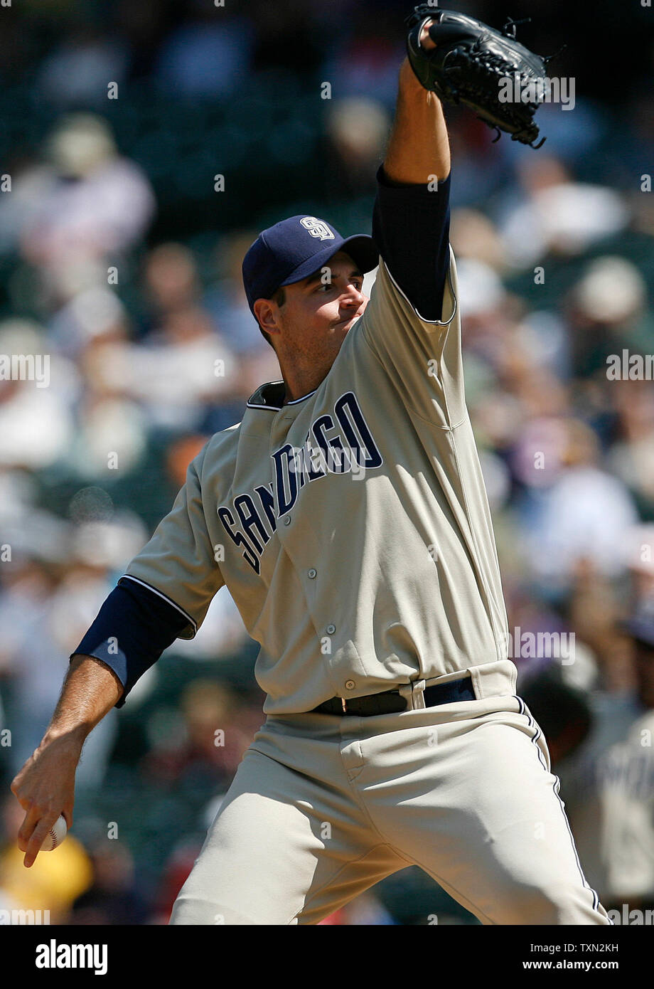 San Diego Padres starting pitcher Chris Young stretches his 6 foot ten ...
