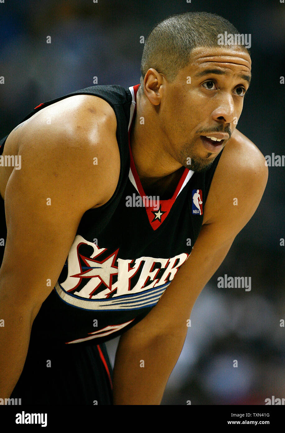 Philadelphia 76ers guard Andre Miller waits on a teammate's free throw ...