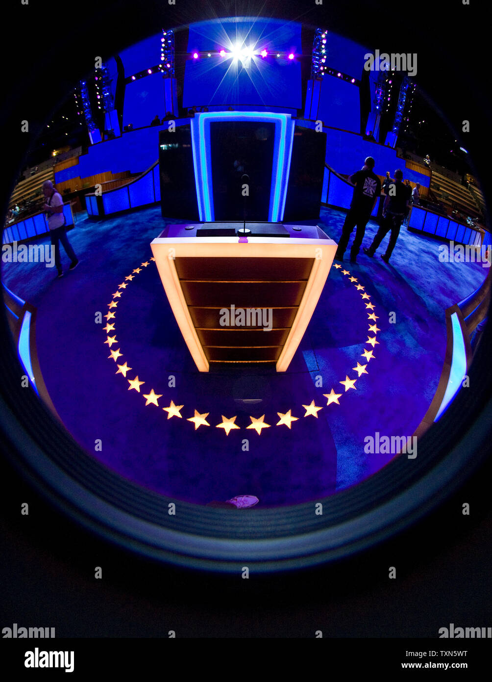 A circle of stars decorates the podium during a public opening to view ...