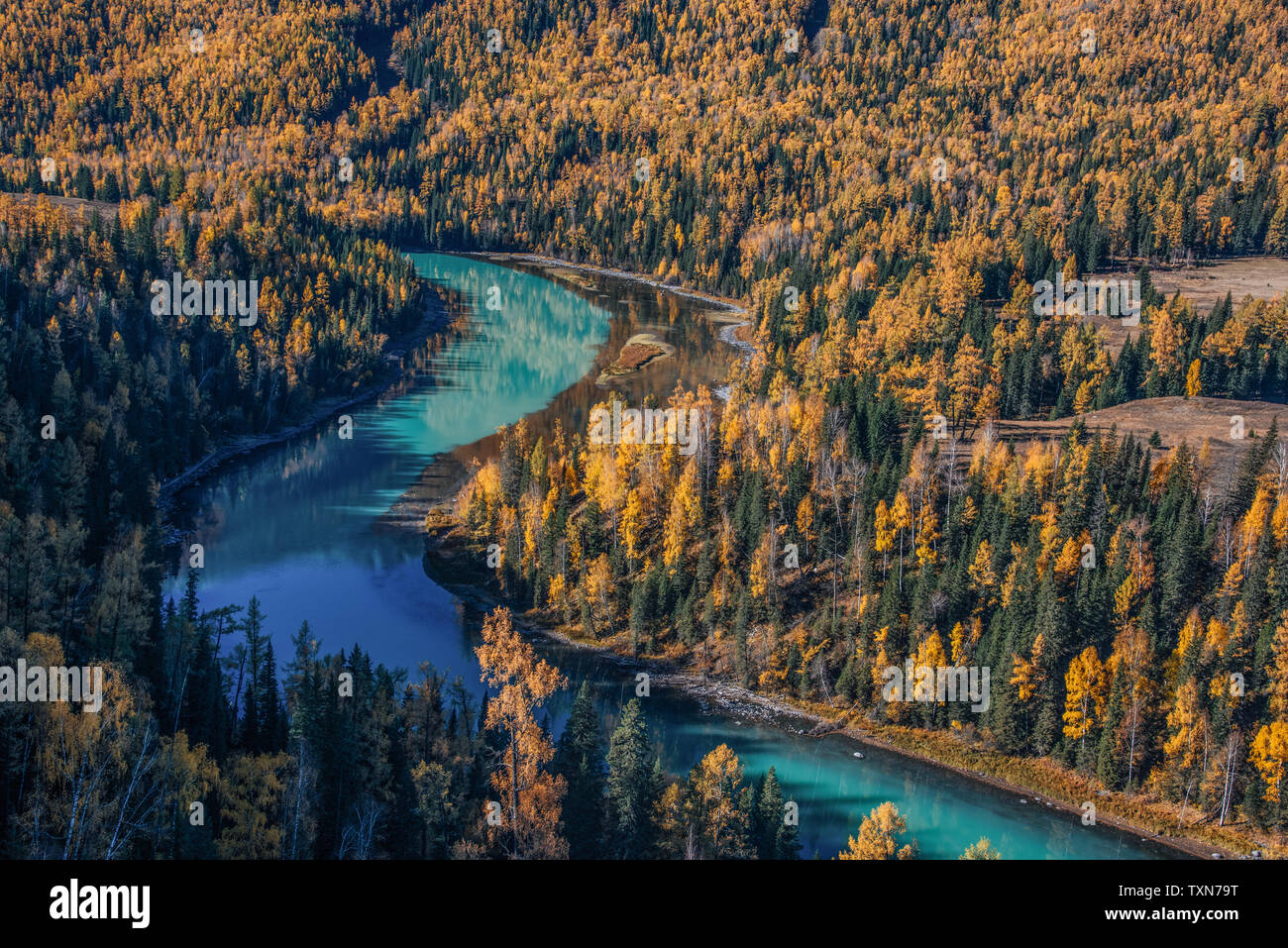 Kanas Lake, Xinjiang, Yueliang Bay scenery Stock Photo - Alamy