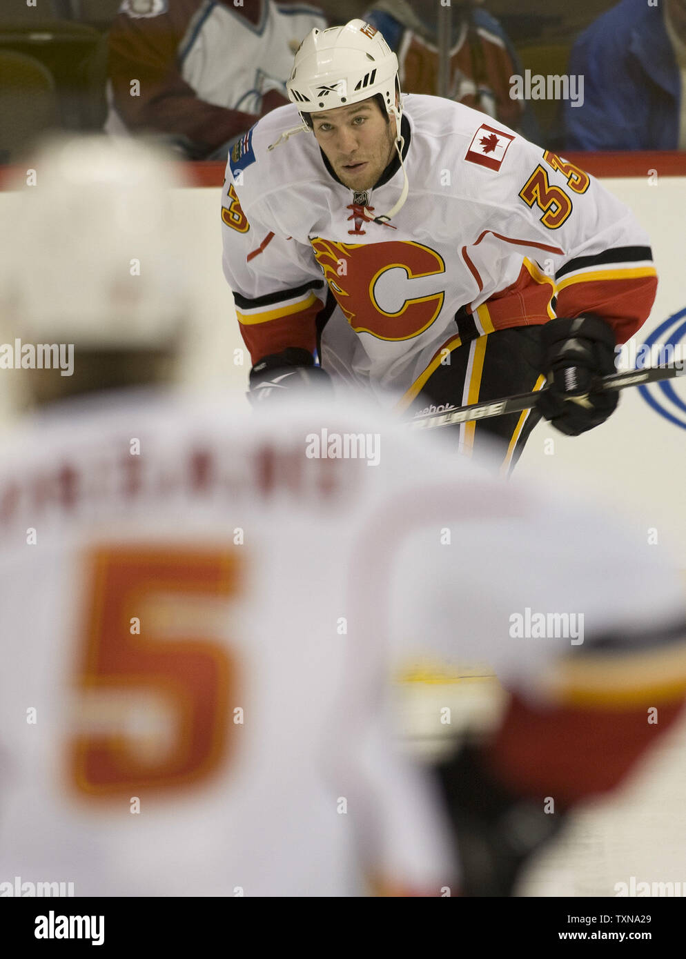 Calgary Flames center Brandon Prust (33) skates during warm ups at the ...