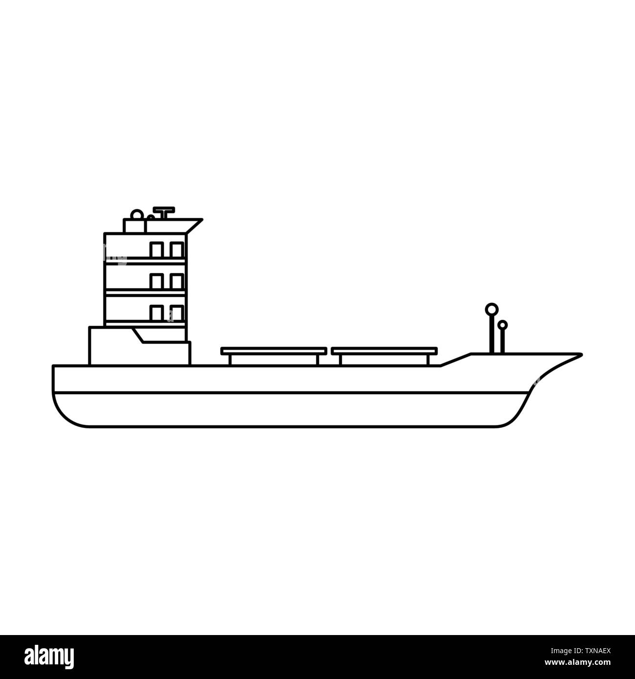 Empty freighter ship boat isolated symbol in black and white Stock ...