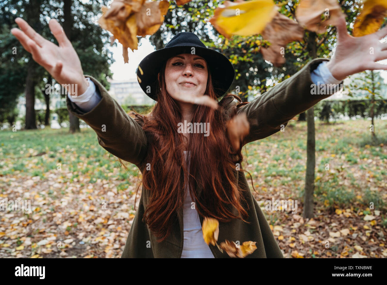 Woman leaves hair hi-res stock photography and images - Alamy
