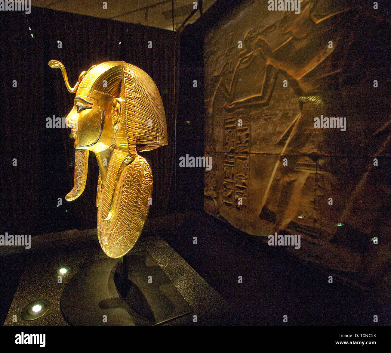 Golden artifacts are among many of the exhibits at the King Tut ...