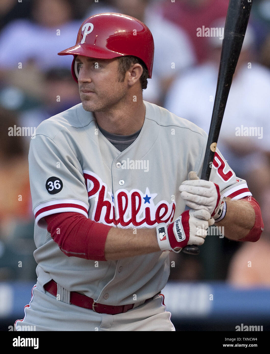 Philadelphia Phillies second baseman Chase Utley waits on a pitch ...