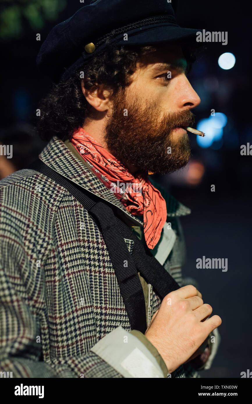 Bearded young man loitering on street Stock Photo - Alamy