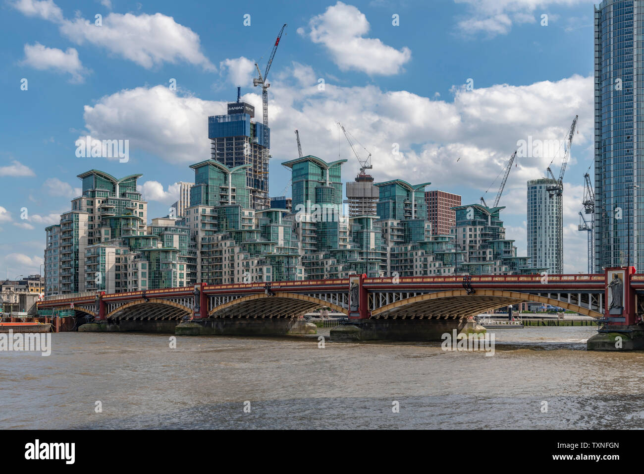 St George Wharf cluster of low and medium rise apartment blocks. Close ...