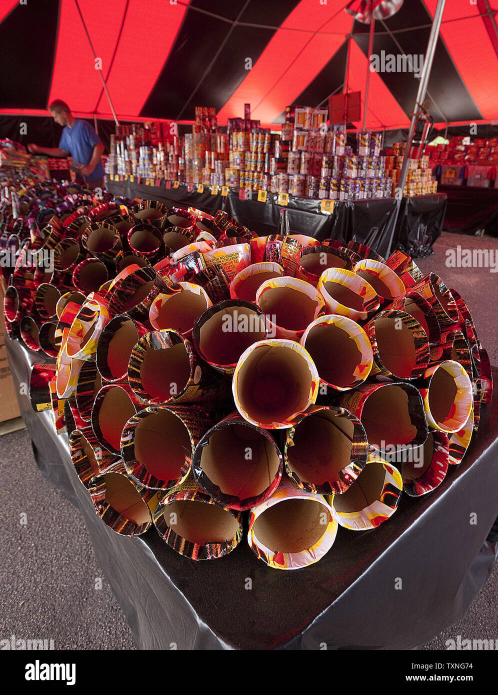 Fireworks cones looks like a basket of flowers on display at Davey ...
